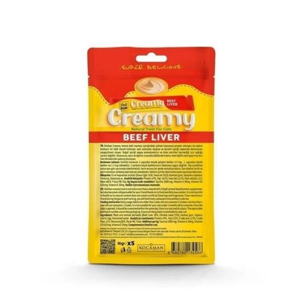 Delibon Creamy Dana Ciğerli Sıvı Kedi Ödül Maması 15 Gr 5 li