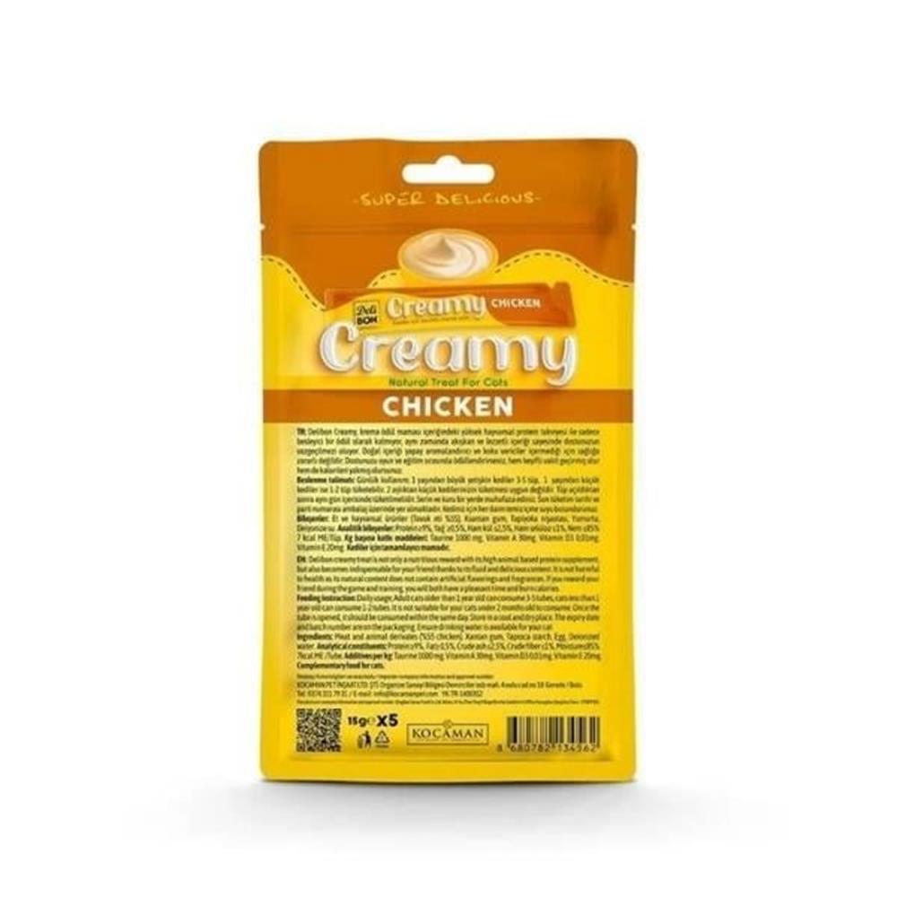Delibon Creamy Tavuklu Sıvı Kedi Ödül Maması 15 Gr 5 li